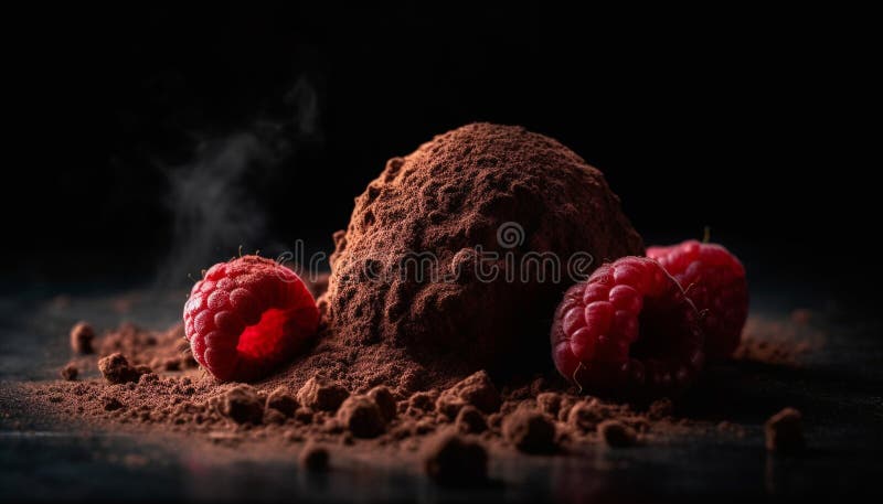 Dark Chocolate Truffle with Raspberry Sphere, a Gourmet Indulgence ...