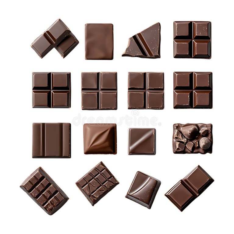 Dark Chocolate Types Varieties on Transparent Background Stock ...