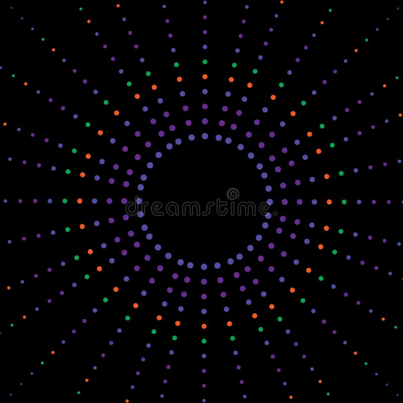 Circle with Colorful Dots Halftone Effect Sunburst Background Stock ...