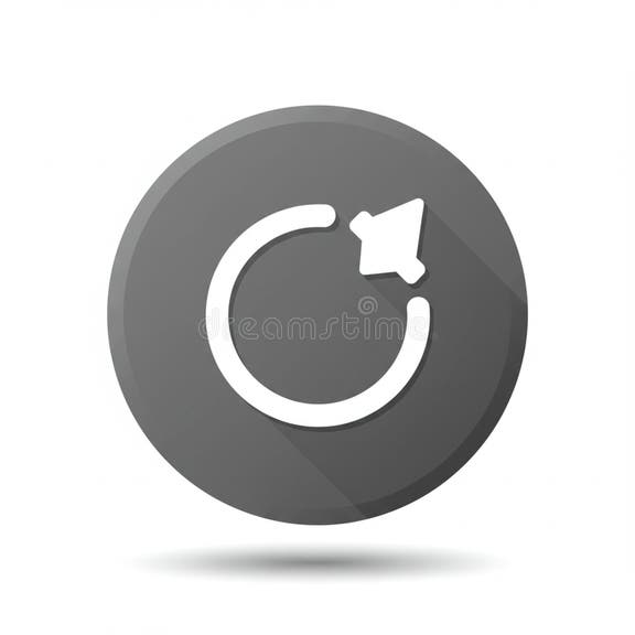 A Dark, Circular Button Features a White Clockwise Arrow Forming a ...