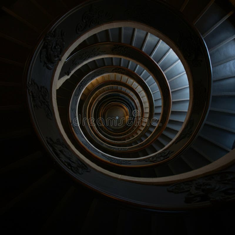 AI-Generated Image: Dramatic Downward View of Spiral Staircase Stock ...