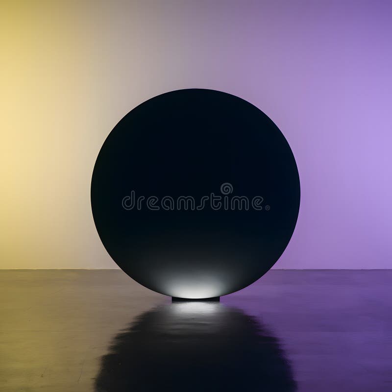 Dark Circular Object Emits Soft Glow on Gradient Backdrop, Reflective ...