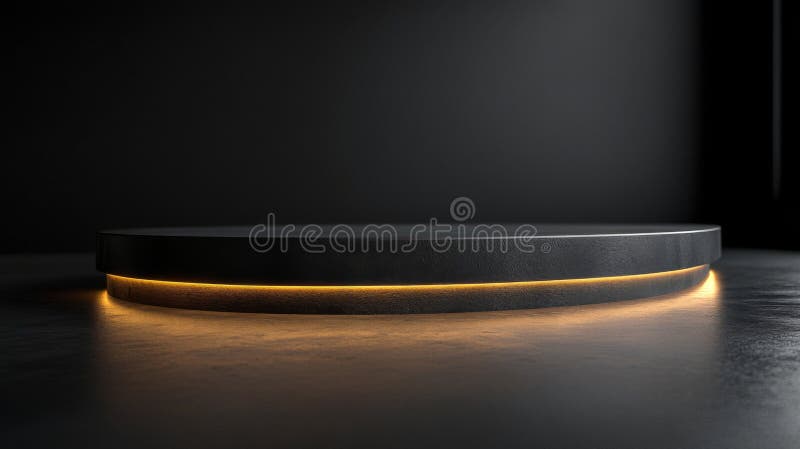 Dark Circular Platform with Subtle Golden Glow Stock Illustration ...
