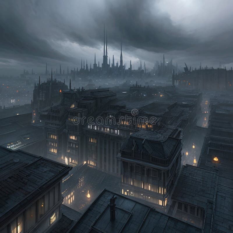A Dark City Filled with Depression Stock Image - Image of detailed ...