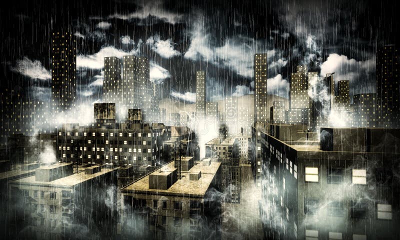 Dark City stock illustration. Illustration of dark, smoke - 8837729
