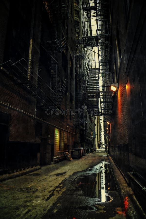 Urban Alley at Night stock photo. Image of backdoor, city - 23564190