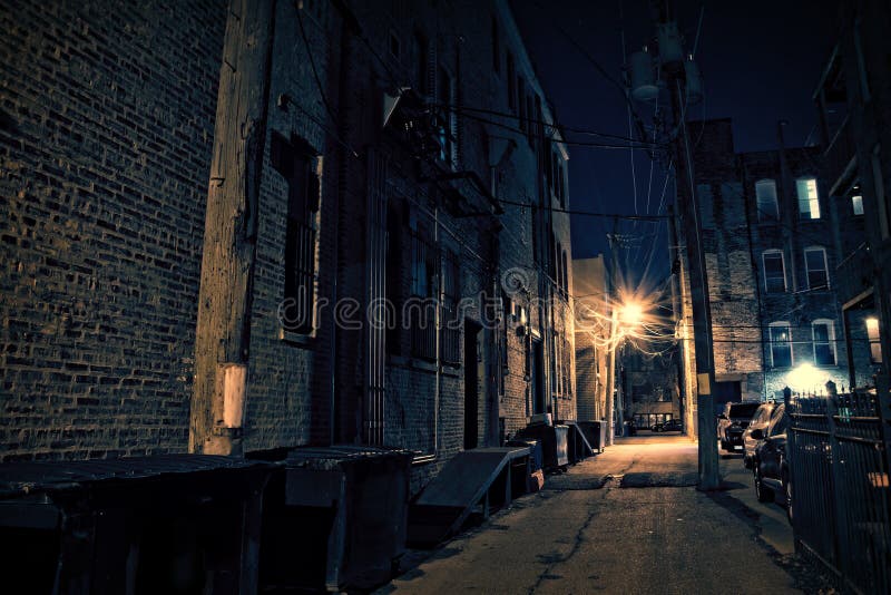 Dark City Alley stock image. Image of illuminated, alley - 71780169