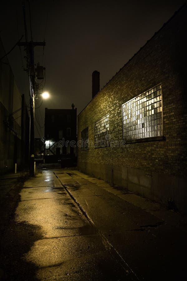 Dark City Alley stock image. Image of illuminated, haunted - 71780393