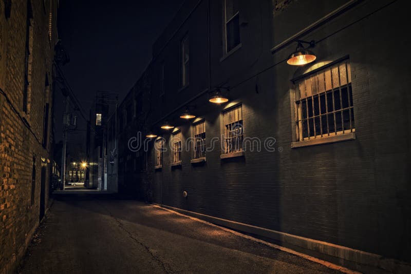 Dark City Alley stock photo. Image of outdoors, post - 95533428