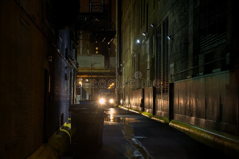 Dark City Alley stock image. Image of evening, crime - 95533459