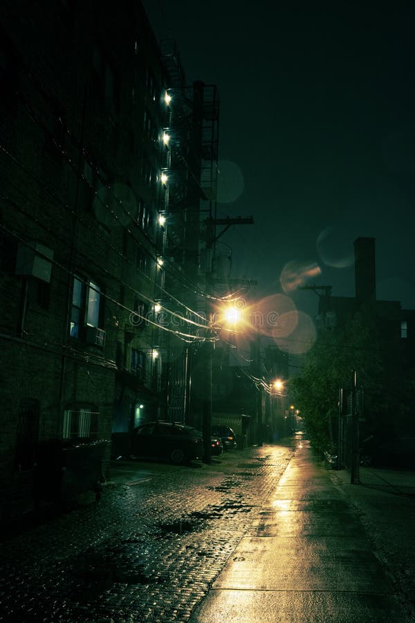 Dark City Alley stock photo. Image of illuminated, haunted - 95533534