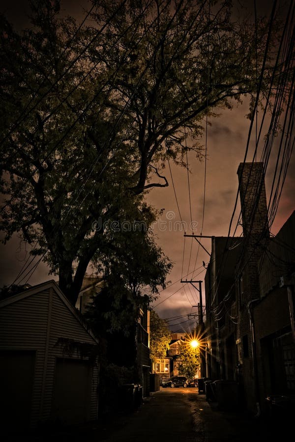 Dark City Alley stock image. Image of architecture, chicago - 95533541