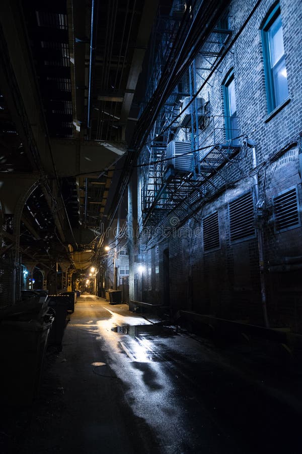 Dark City Alley stock photo. Image of haunted, alleyway - 95533560