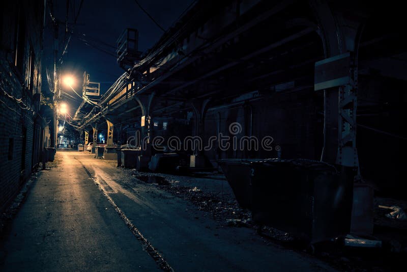 Dark City Alley stock photo. Image of chicago, brick - 95533620