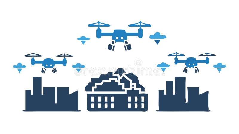 Dark City Drone Surveillance Night Operations, Vector Design Generative ...