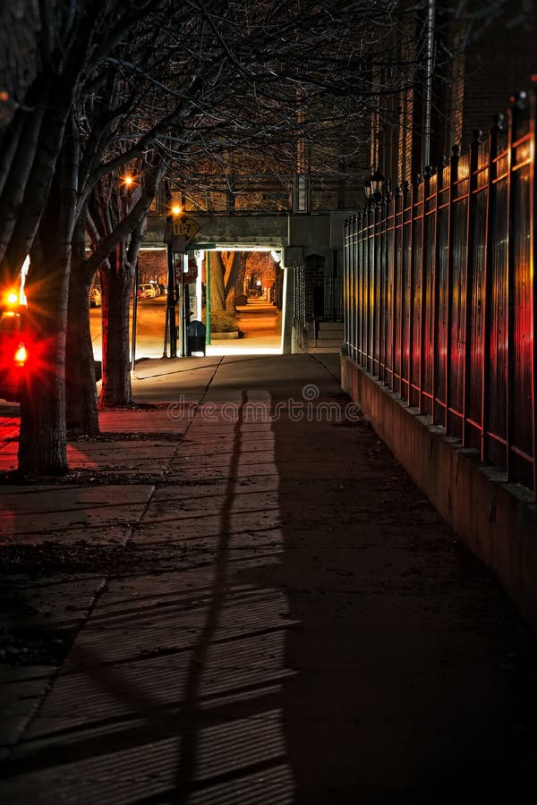 City Sidewalk At Night