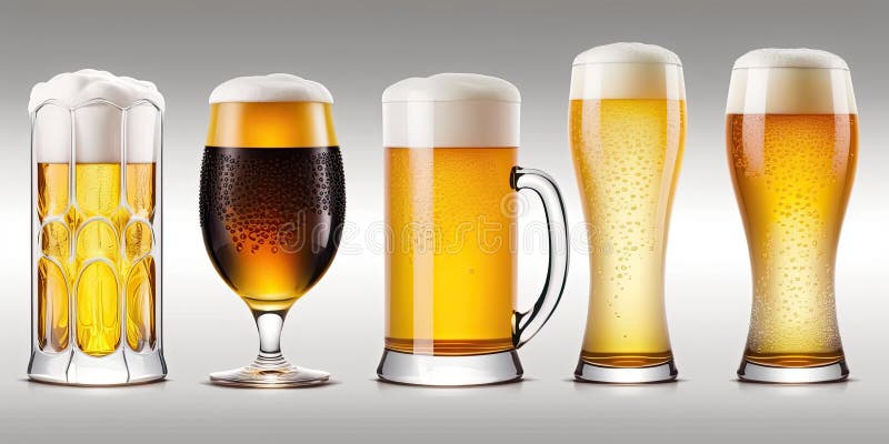 Dark and Clear Beer in Different Glass Goblets. Generative Ai Stock ...