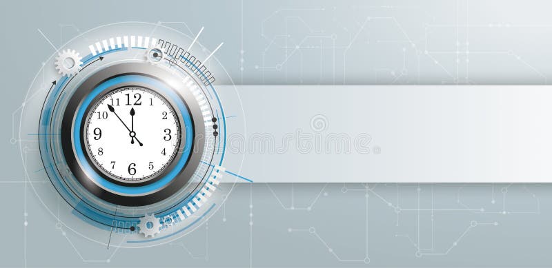 Dark Clock Circuit Board Banner Stock Vector - Illustration of circuit ...