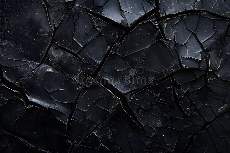Dark Close-up of a Detailed Cracked Surface Creating a Dramatic Texture ...