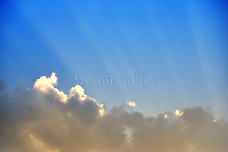 Dark Cloud on Blue Sky with Sun Rays. Stock Photo - Image of bright ...