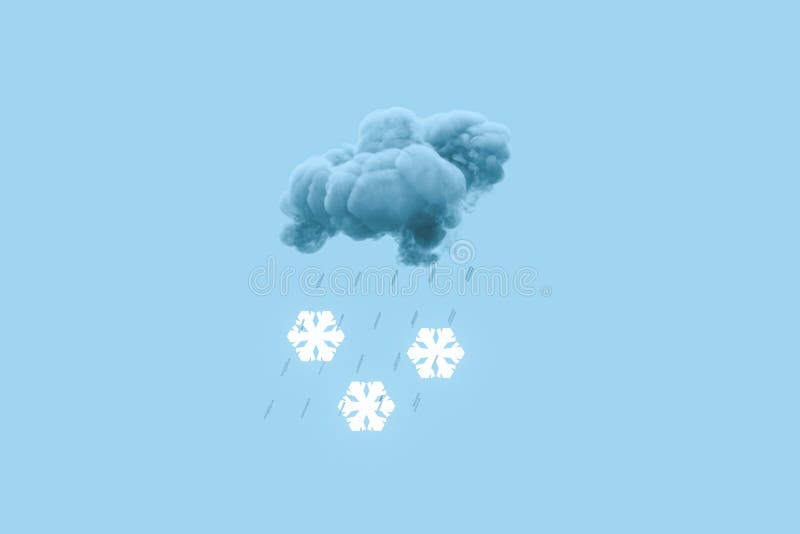 Dark Cloud and Snow, Weather Forecast, 3d Rendering Stock Illustration ...