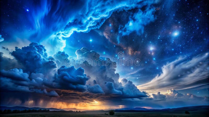 Dark Cloud Threatens Starry Night Sky a Dramatic Celestial Scene Stock ...