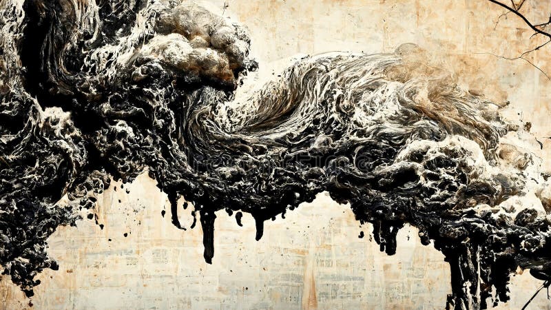 Dark Clouds Becoming Water Waves, Depression Art Illustration, Ai ...