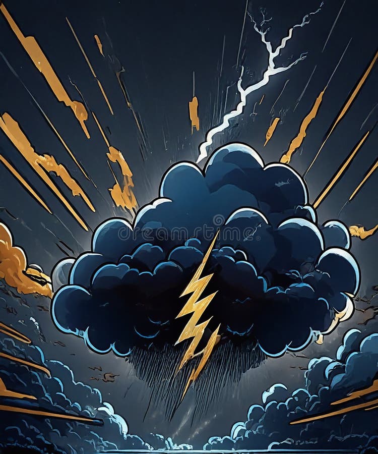 Dark Clouds Formation Storm Lightning Bold Anime Background Stock ...