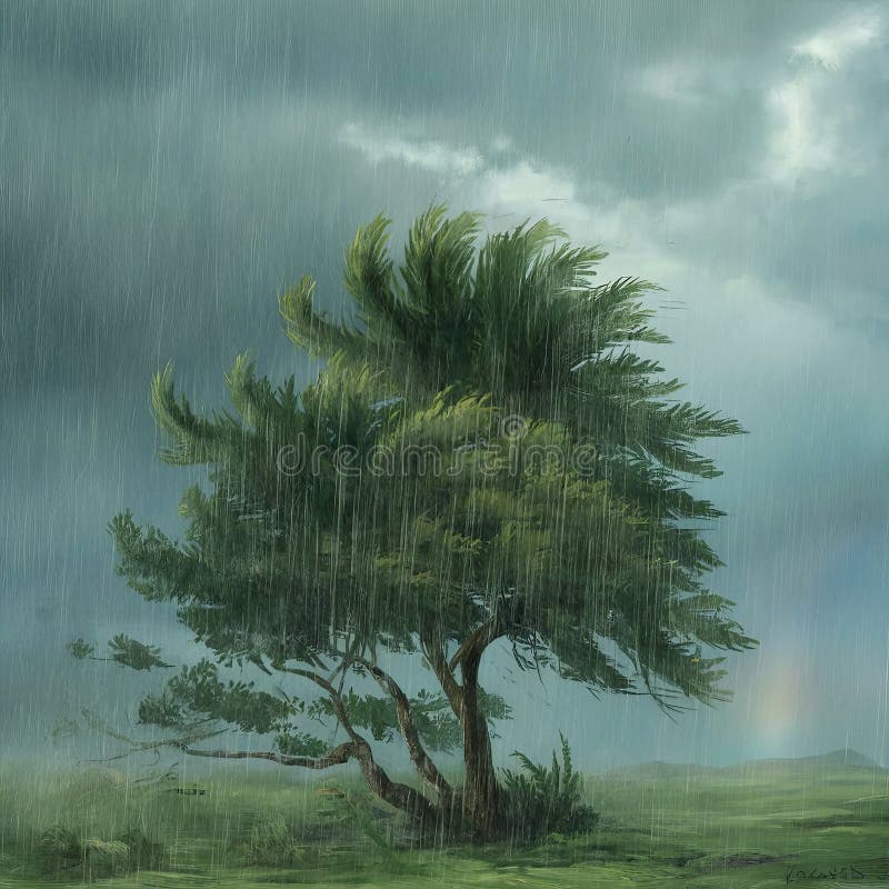 Dark Clouds Gather, Winds Howl, and Rain Lashes Down. Stock Image ...