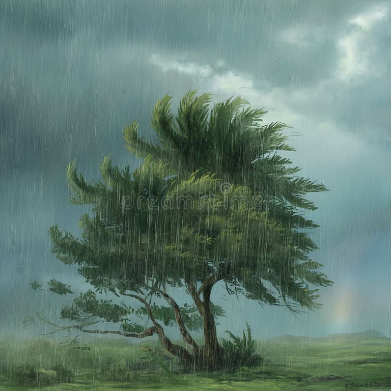 Dark Clouds Gather, Winds Howl, and Rain Lashes Down. Stock Image ...