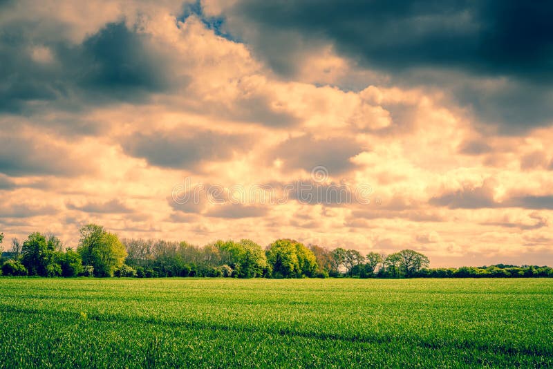 Dark clouds over a field stock photo. Image of cloudscape - 55970264