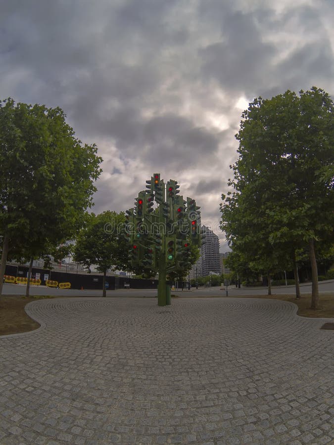 The Traffic Light Tree in Poplar, London Editorial Stock Photo - Image ...