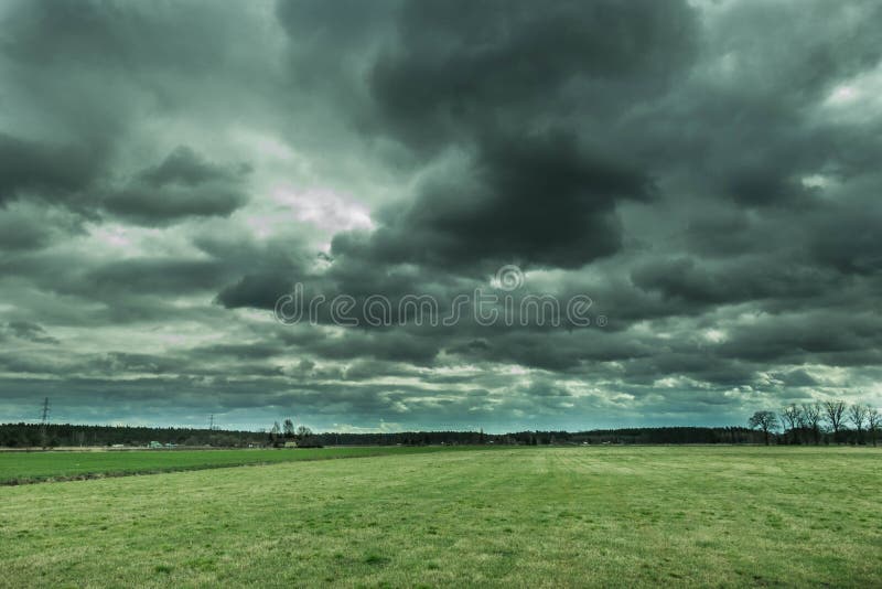 Dark Clouds Over Vast Fields. Stock Photo - Image of vast, horizon ...