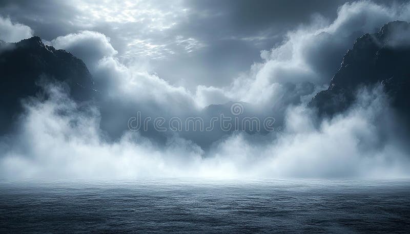 Dark Clouds Over Water Create Ominous Stormy Weather Generated by AI ...