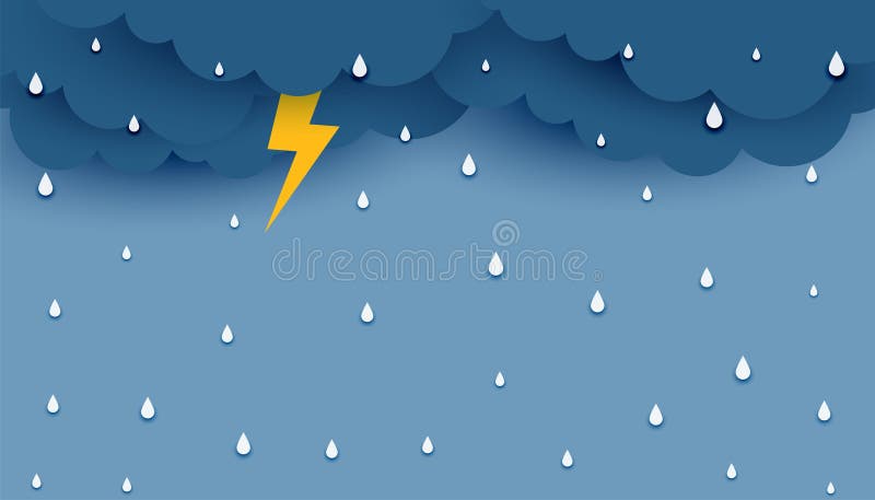 Dark Clouds with Rainfall and Thunder Flash Background Stock Vector ...