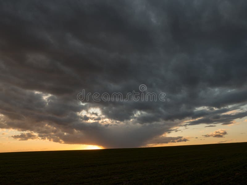Dark Clouds Red Sun at Sunset Day Stock Image - Image of fluffy, bright ...