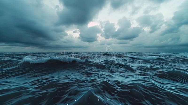 A Dark Cloudy Sky Over the Ocean Stock Photo - Image of tide, water ...