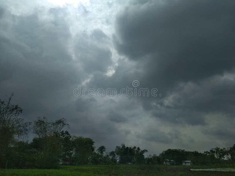 Dark Cloudy Sky before Rain in the Field Stock Image - Image of bamboo ...