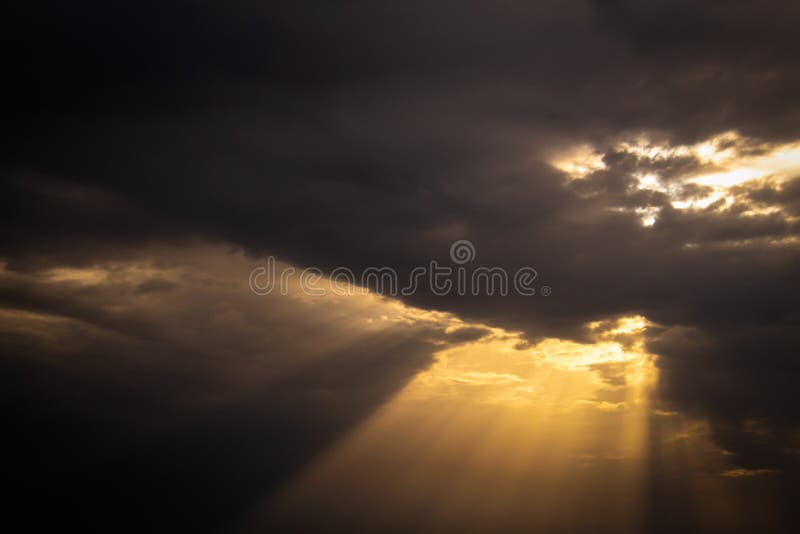 Dark and Cloudy Sky with a Ray of Light Stock Image - Image of night ...