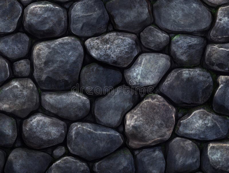 Dark Cobblestone Seamless Texture Digital Rock Wall, Game Asset, Background Seamless Texture ...