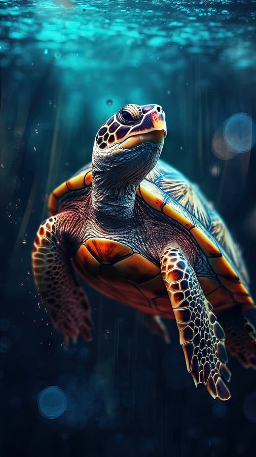 Dark Collage Turtle on Full Focus Background AI Generated Stock ...