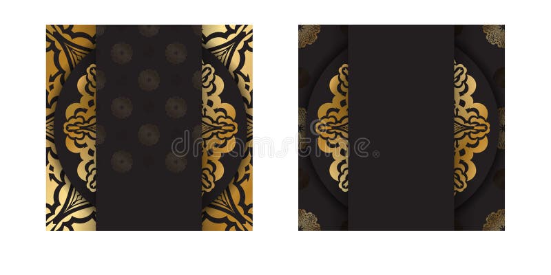 Dark Color Brochure with Gold Indian Pattern Stock Vector ...