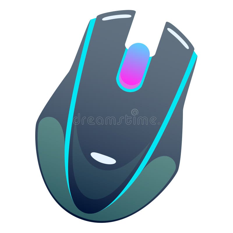 Dark Color Wireless Mouse, Flat Vector Pc Mouse, Modern Design Isolated ...