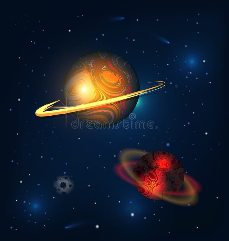 Dark Colored Vector Illustration Abstract Universe with Red Planets ...