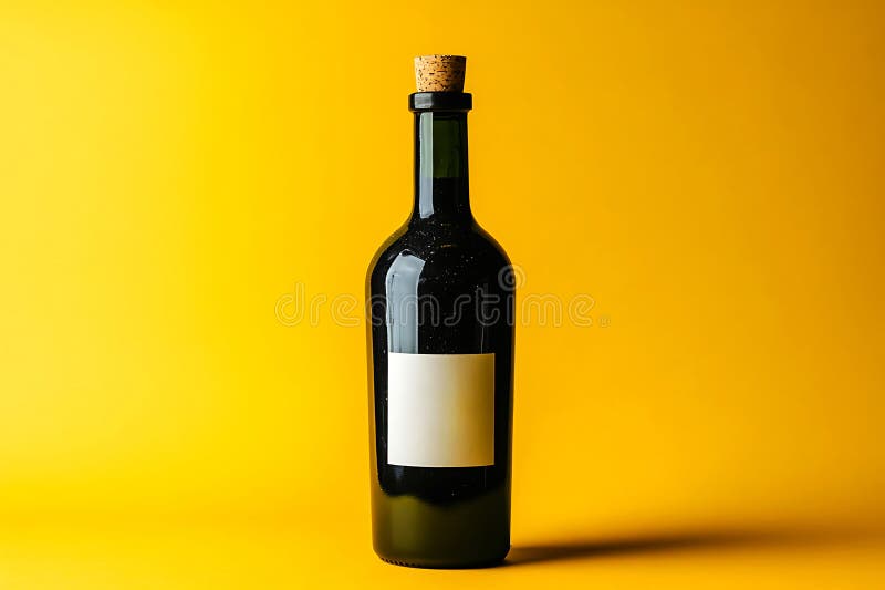A Dark-colored Wine Bottle with a Cork and a Blank Label, Centered ...