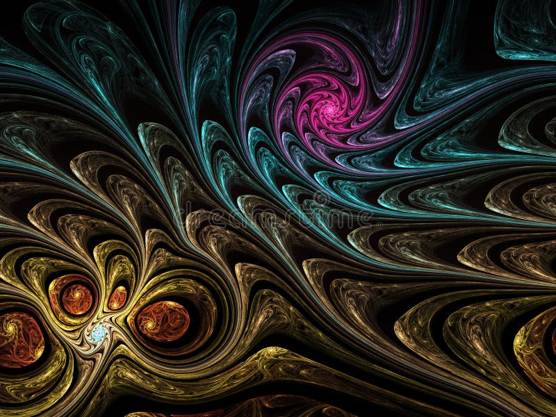 Dark Colorful Fractal Spirals Stock Illustration - Illustration of ...