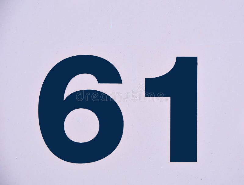 Dark Coloured Digits on Grey Ground, Showing the Number Sixty One Stock ...