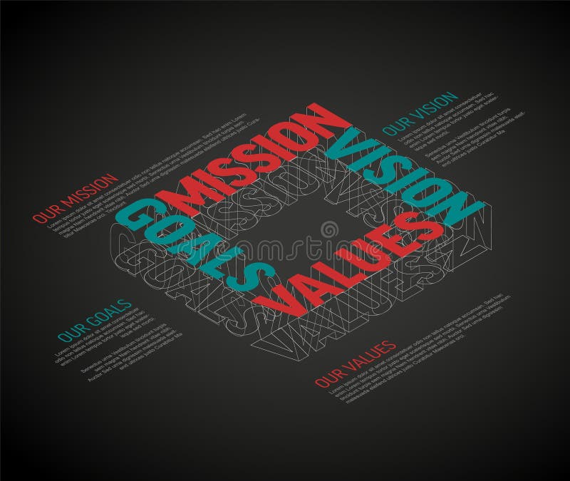 Dark Company Profile Statement - Mission, Vision, Values, Goals in 3d ...