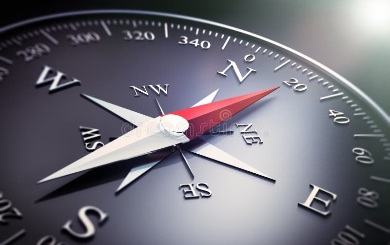 Dark Compass with Silver and Red Needle Stock Illustration ...