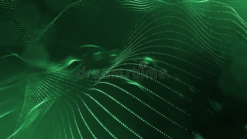 Dark Composition with Oscillating Luminous Green Particles that Form ...